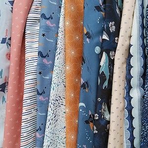 Saltwater Stream - Dim, Enchanted Voyage Quilt Fabric - Ocean Nautical ...