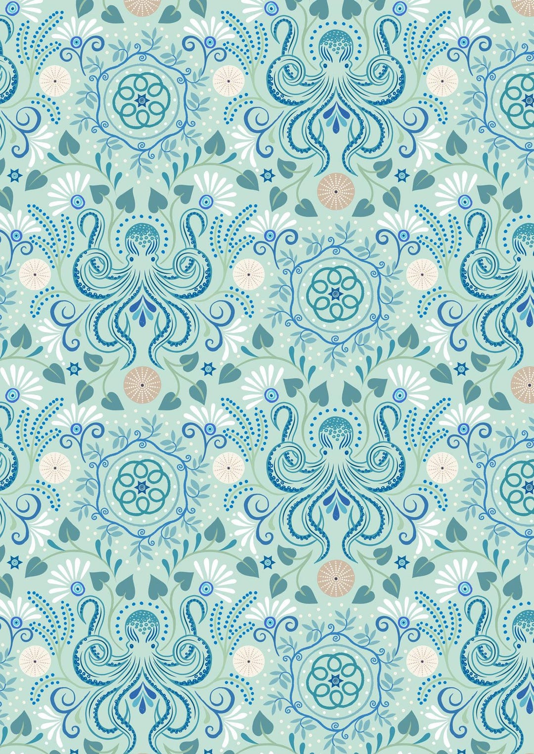 Chalki - Pale Green, Lewis & Irene, A802-2, Quilt Fabric, Quilting Cotton, Nautical Decor, Beach ...