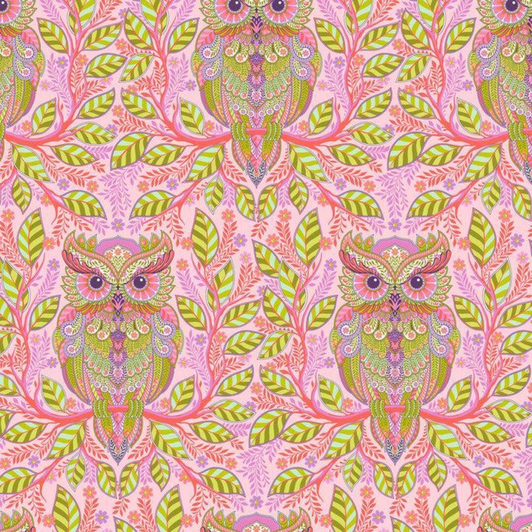 Tula Pink Hootie Patootie Cotton Fabric: Full Moon Forest, Honey (half ...