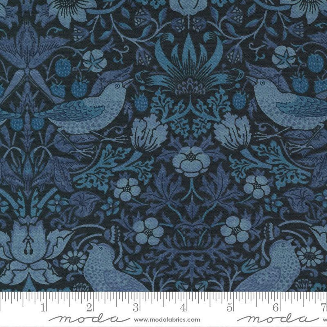 Tonal Strawberry Thief Indigo Moda Fabrics Quilt Fabric, Cotton Fabric ...