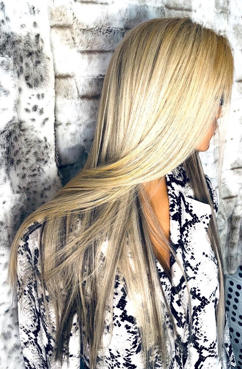 Custom Human Hair Topper: Blonde Blend, Rooted Color, Free-parting - Etsy