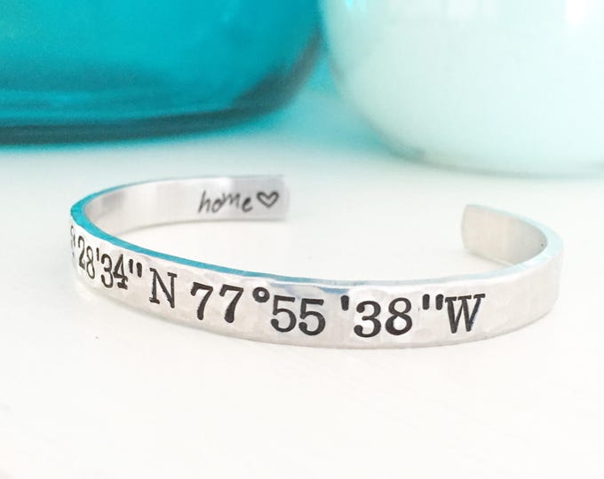 Custom Coordinates, Coordinate Jewelry, Latitude Longitude Bracelet ...