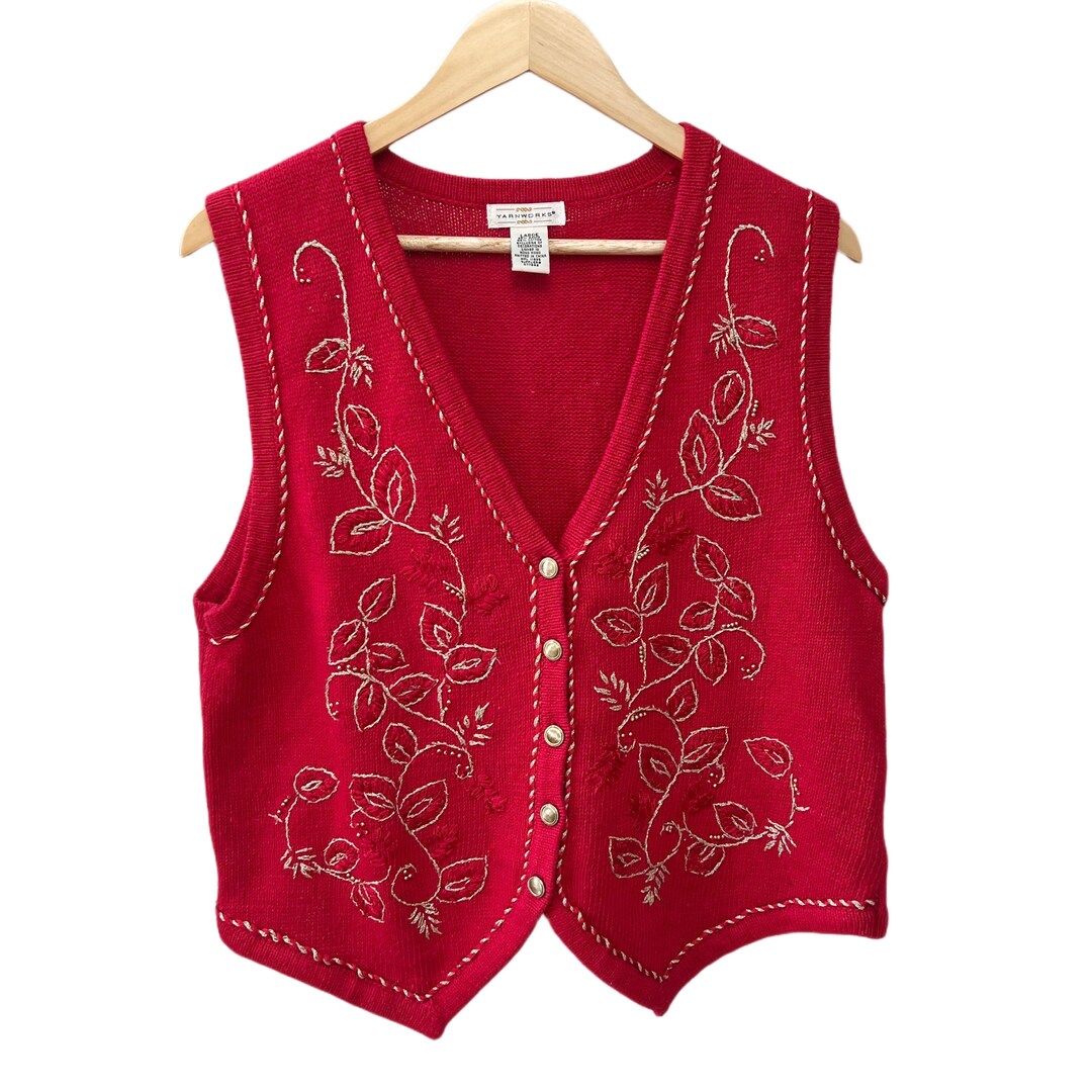 1990s Vintage Vest, 90s Vest, Sweater Vest, Phoebe Buffay Vest, Grandma ...