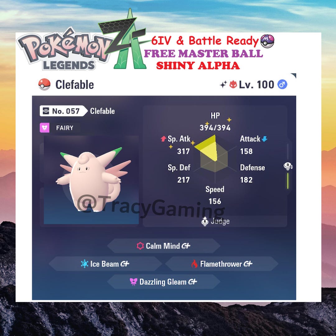 Alpha Shiny Clefable 6IV Battle Ready - Pokemon Legends ZA - Etsy