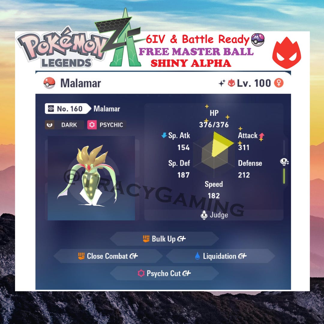 Alpha Shiny Malamar 6IV Battle Ready - Pokemon Legends ZA - Etsy