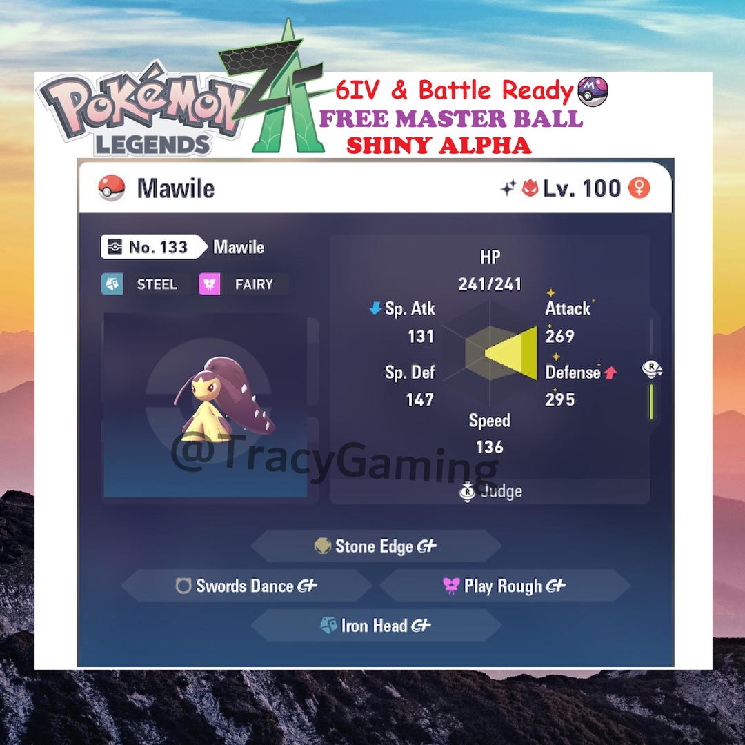 Alpha Shiny Mawile 6IV Battle Ready - Pokemon Legends ZA - Etsy