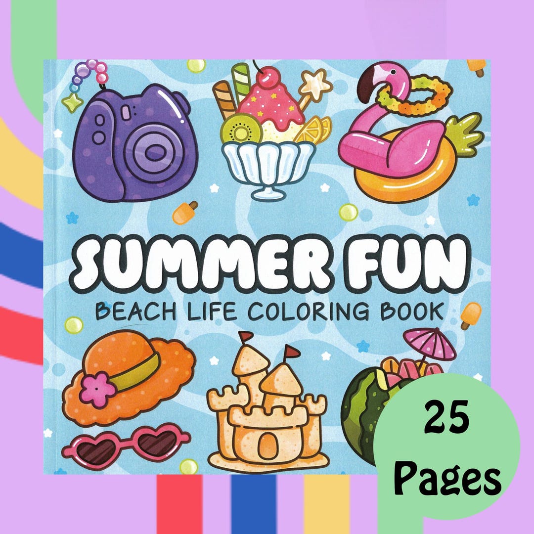 Summer Coloring Book PDF | 25 Fun Beach Life Pages for Adults, Teens ...