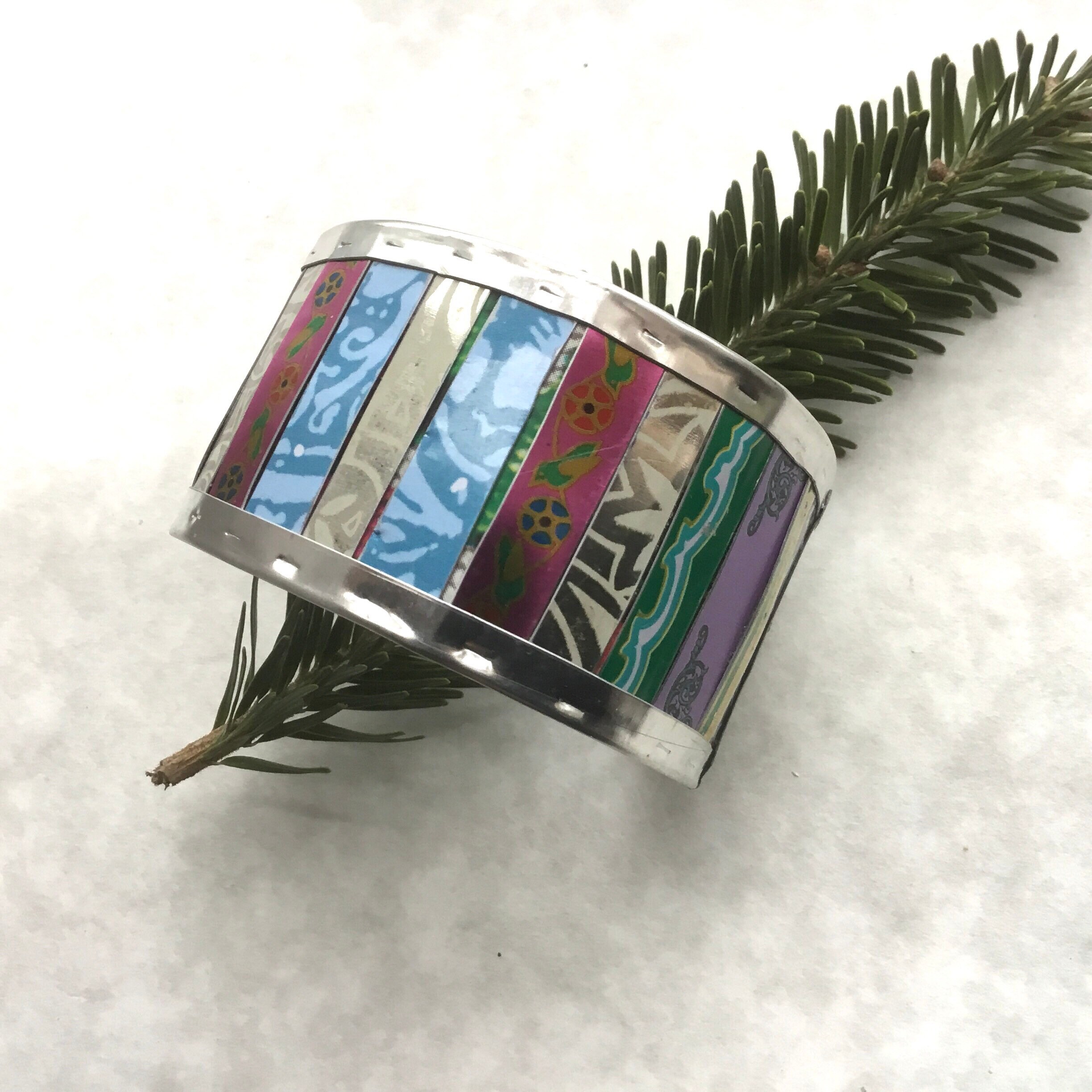 Cool Colors Mixed Tin Cuff, Vintage Tin, 10th Anniversary - Etsy