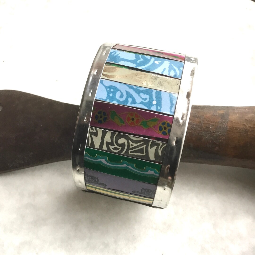 Cool Colors Mixed Tin Cuff, Vintage Tin, 10th Anniversary - Etsy