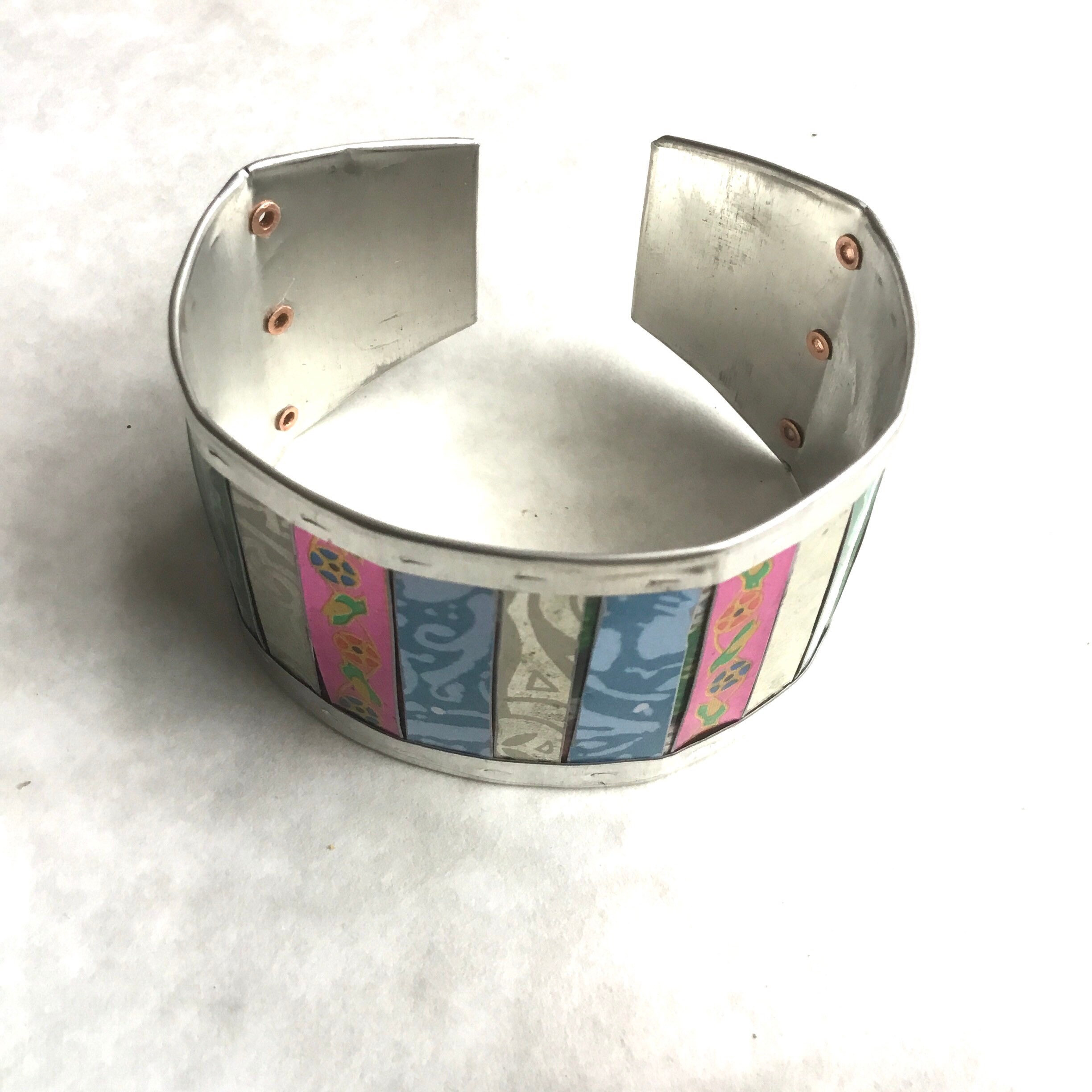 Cool Colors Mixed Tin Cuff, Vintage Tin, 10th Anniversary - Etsy