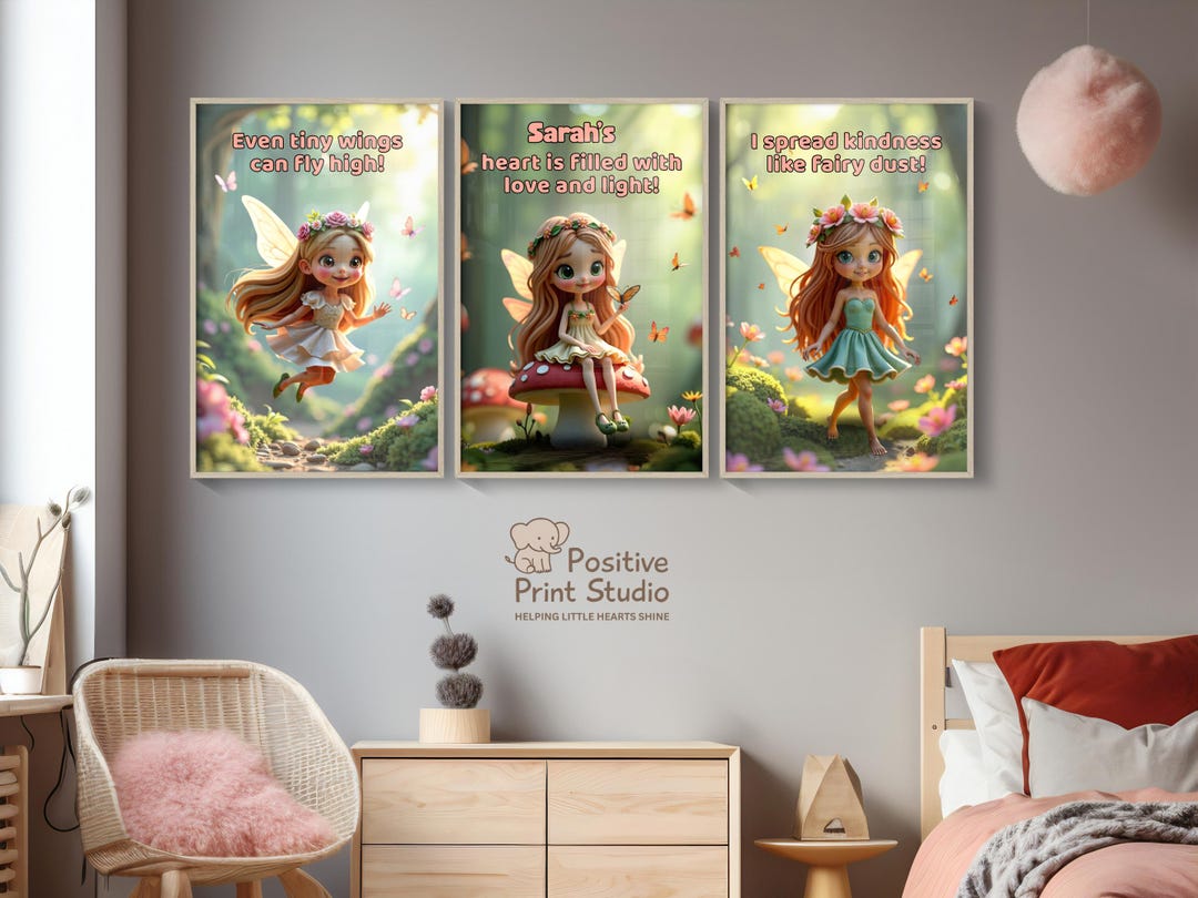 Personalized Woodland Fairies Printable Wall Art, Positive Affirmations ...