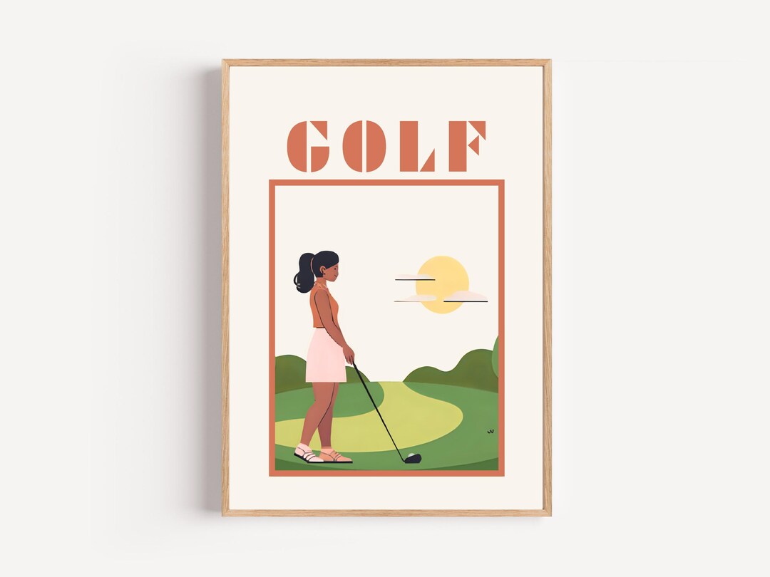 Retro Female Golfer Print: Whimsical Golf Wall Art (digital Download - Etsy