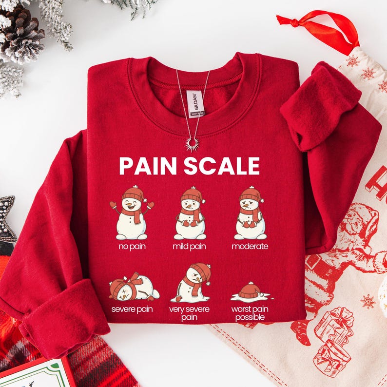 Pain Scale Sweatshirt, Funny Snowman Sweatshirt, Christmas Sweatshirt ...