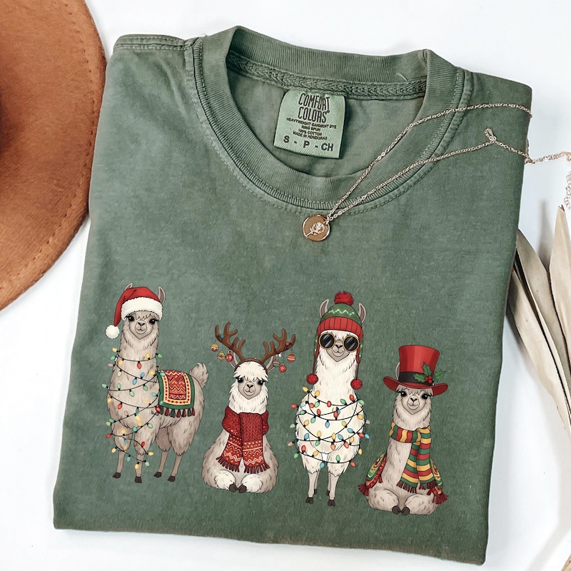 Funny Llama Christmas Tee - Etsy