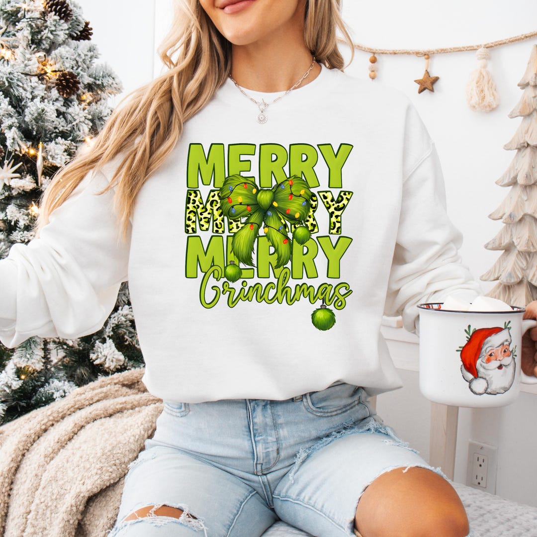 Merry Grinchmas Crewneck Sweatshirt, Grinchmas Conquette Christmas ...