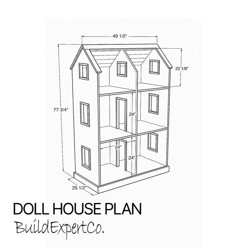 6-foot Dollhouse Plan: DIY Woodworking PDF for Barbie-size Toys - Etsy