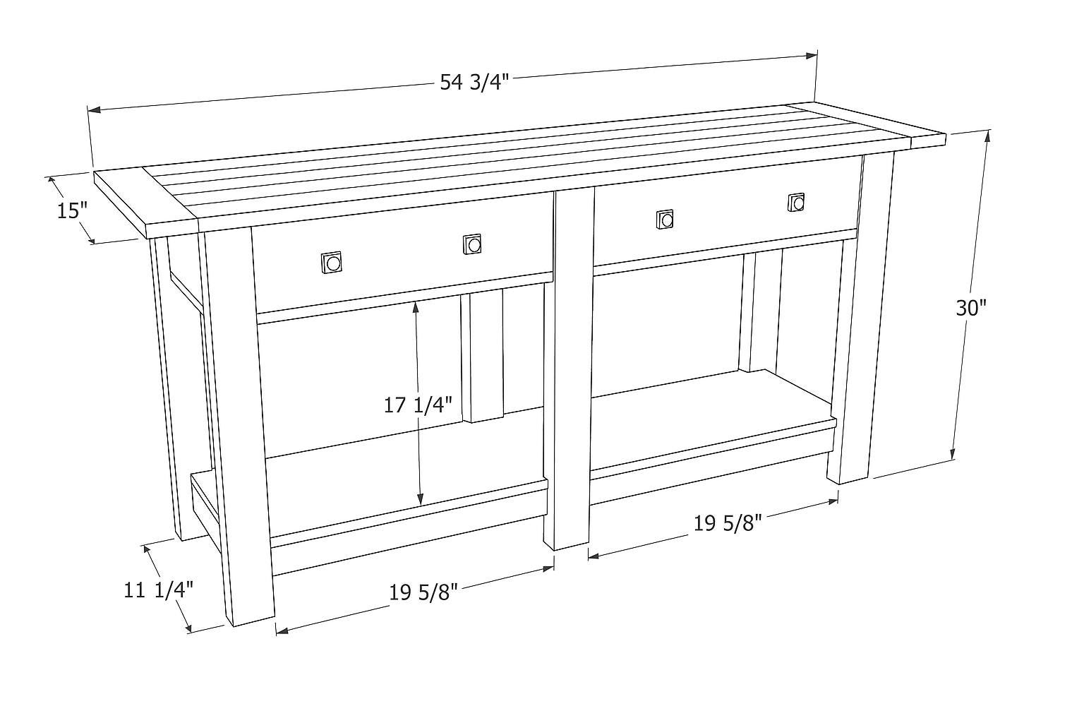 DIY Farmhouse Console Table Plan With Drawers, Wood Furniture Plans(pdf ...