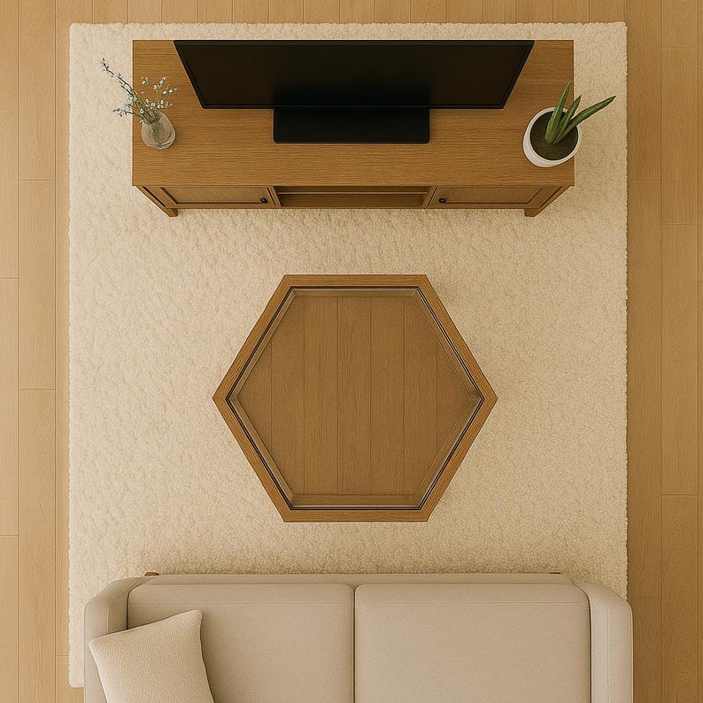 Hexagonal Wooden Coffee Table Build Plan: Glass Top DIY Furniture (PDF ...