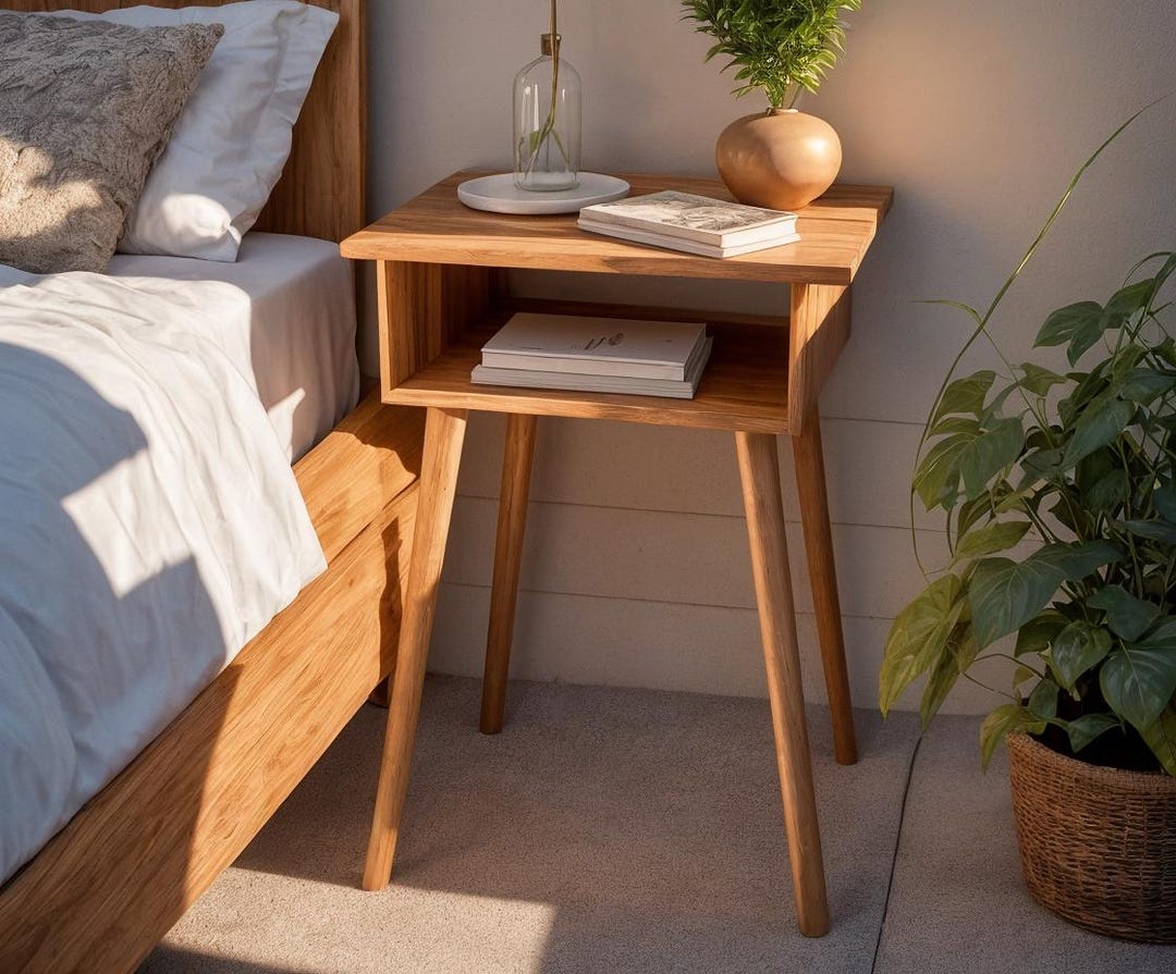 Mid-century Modern Nightstand Build Plan: DIY Bedside Table (PDF ...