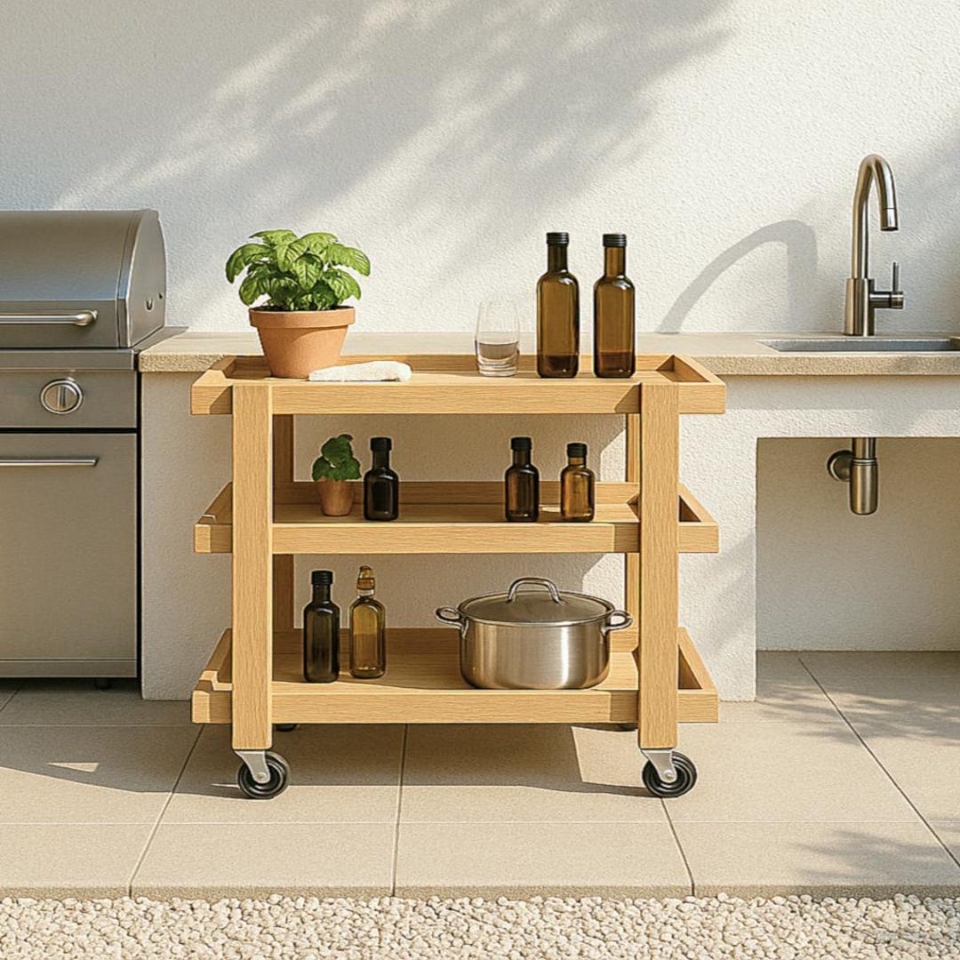 Rolling Kitchen Cart Plan With Storage Shelf (PDF Download) - Etsy