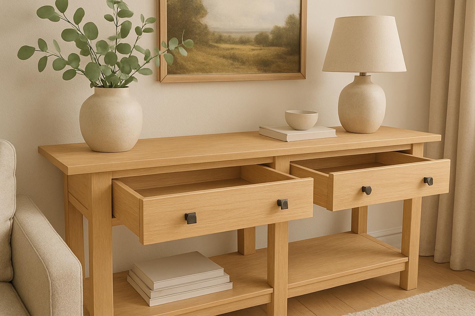 DIY Farmhouse Console Table Plan With Drawers, Wood Furniture Plans(pdf ...