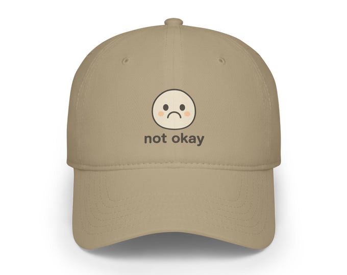 Sad Face Embroidered Cap || Vintage Style Washed Low Profile Dad Cap 6 ...