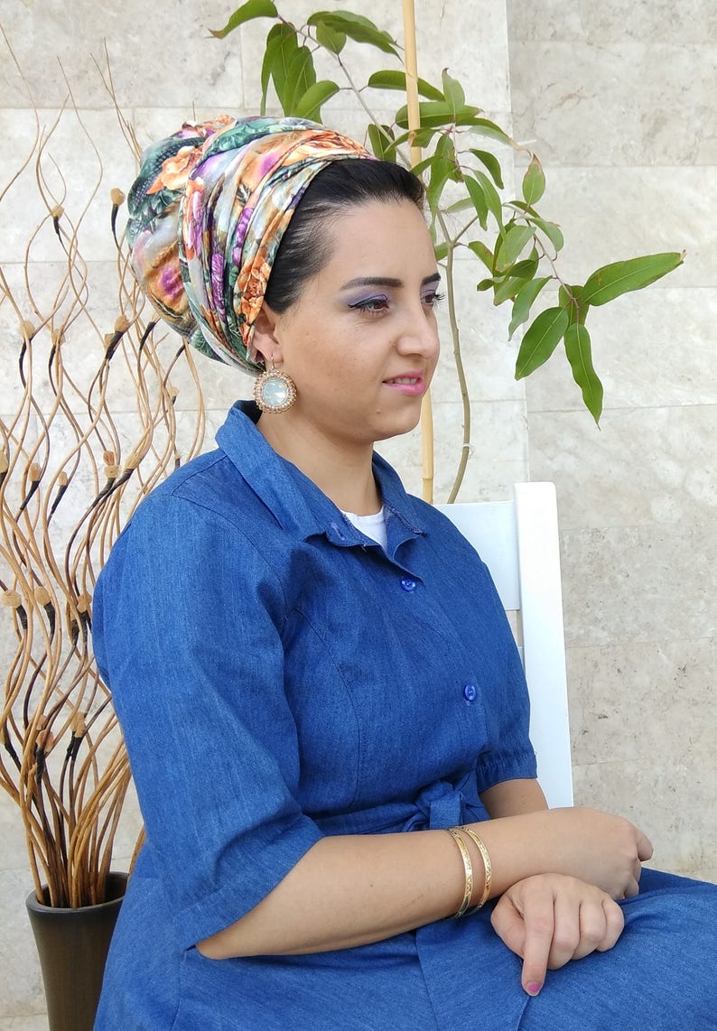 Leatherette Floral Scarf ,african Head Wrap, Israel Head Scarf, Satin ...