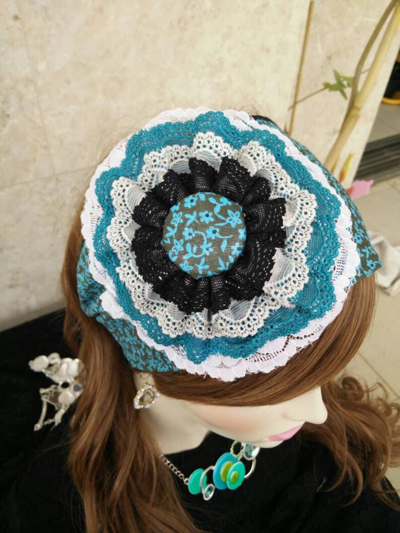 Unique Floral, Handmade Headband, Decorated Lace Headband Bandana ...