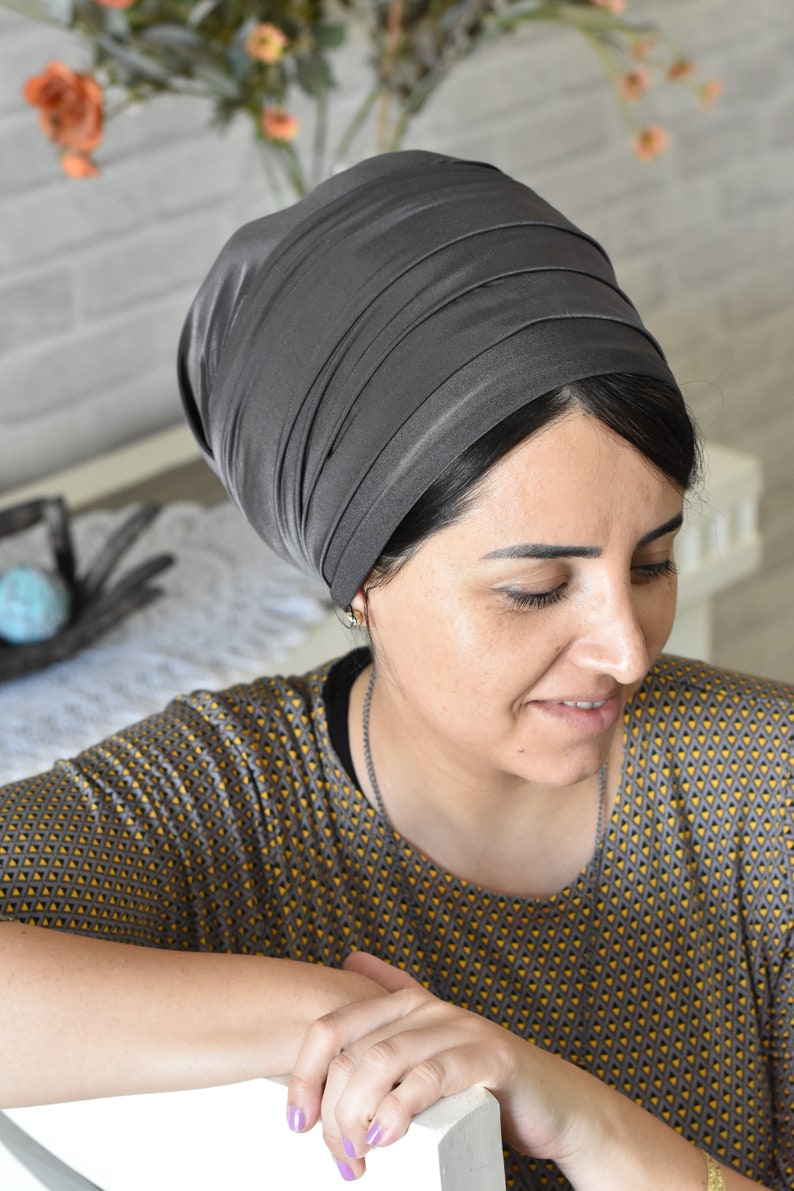 GRAY Handmade Lycra One Wrap Tichel Jewish Head Covering - Etsy