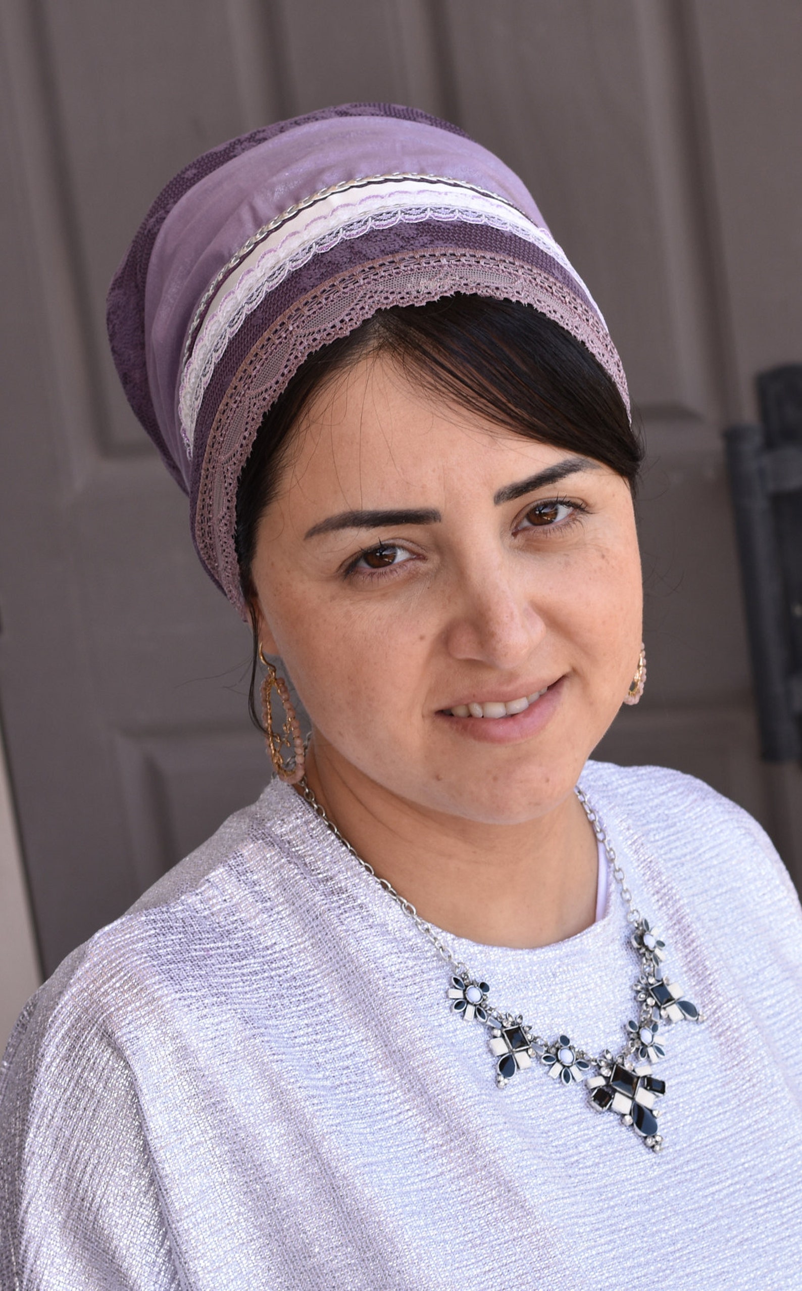 Purple Apron Style Tichel Fancy Jewish Headcovering Tichel Headscarf by ...