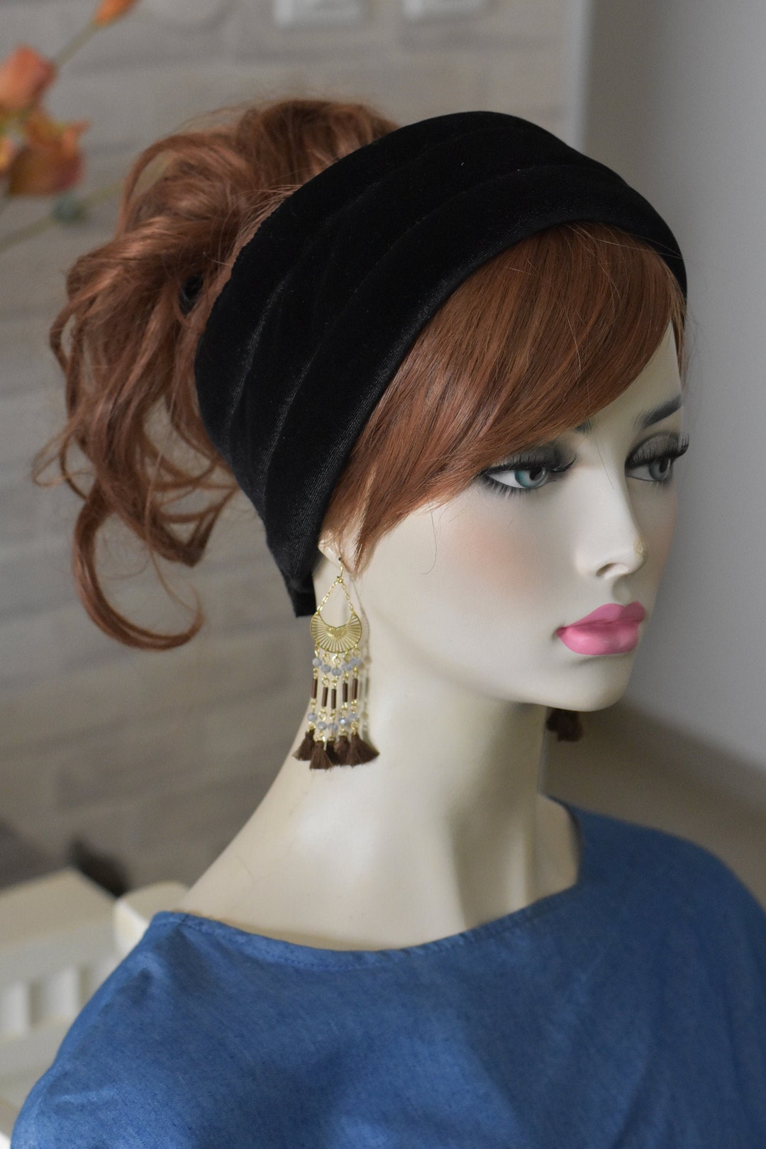 Black Volume & Non-slip Headband Great Under Headband,head Coverings ...