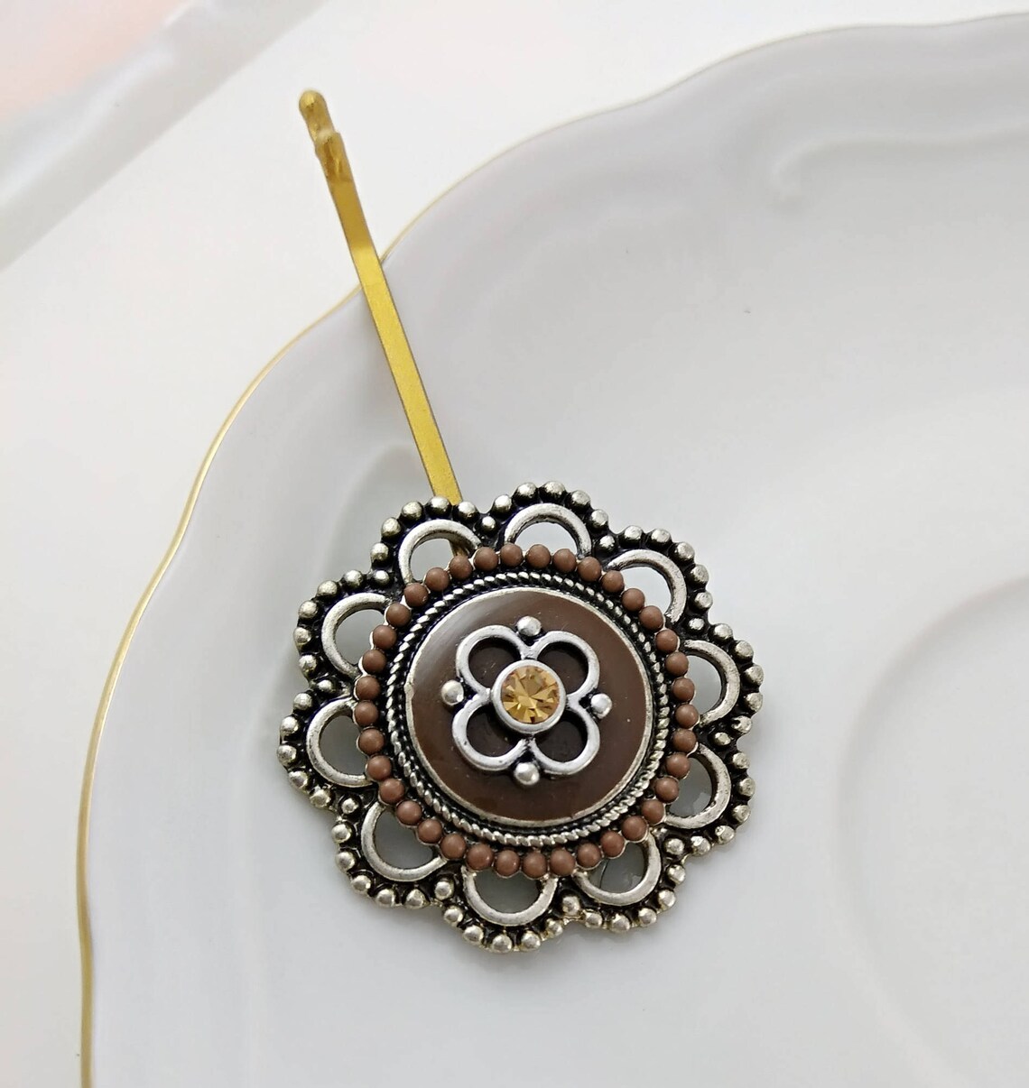 Unique studded hair Clip use on your TichelBobby Pins | Etsy