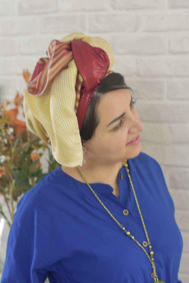 Head Scarf Wrapped in Hijab Style Israeli Hair Covers | Etsy