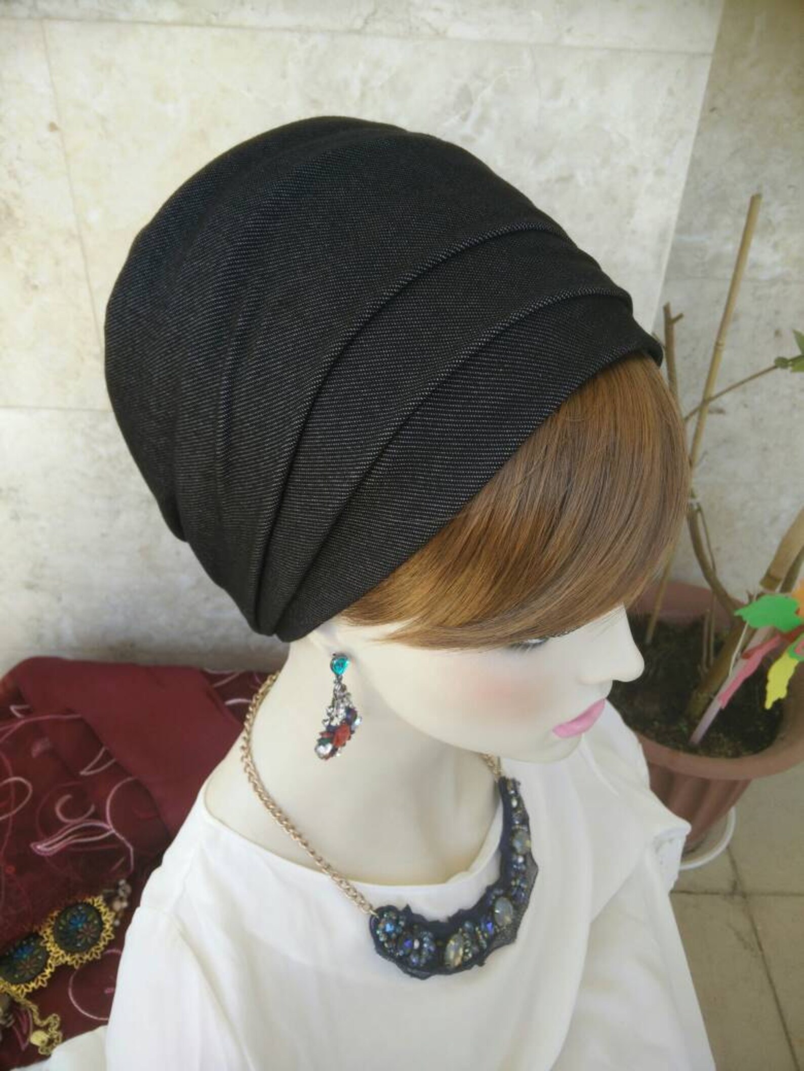 Black Jeans Stretch, Head Covering, Jewish Tichels, by Oshratdesignz - Etsy