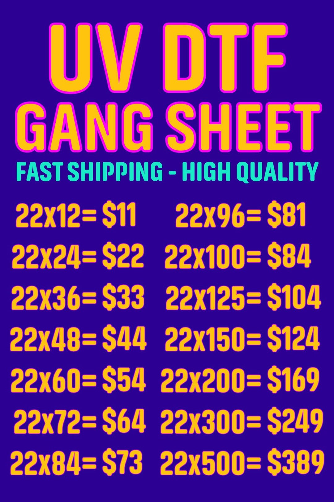 Custom UV-DTF Gang Sheet Print | Decals, Stickers, Fast Turnaround - Etsy