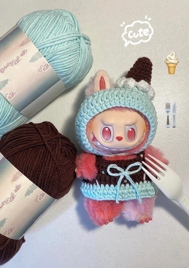 Labubu Ice Cream Cone Clothes Pattern | Labubu Summer Mint Chocolate ...
