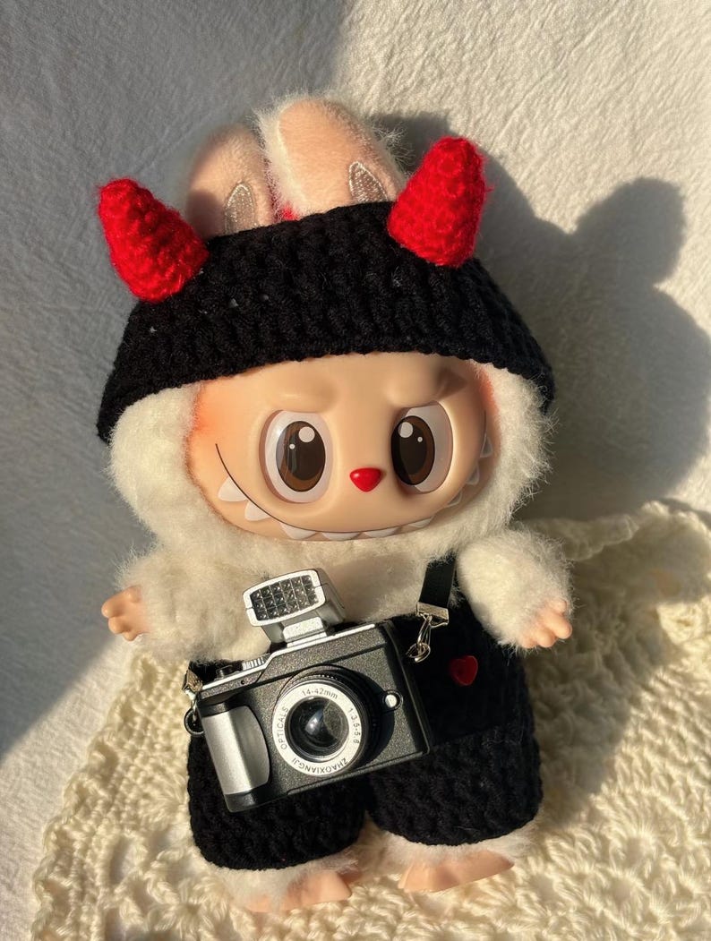 Crochet Labubu Devil Clothes Pattern | Handmade Bunny Costume With Red ...