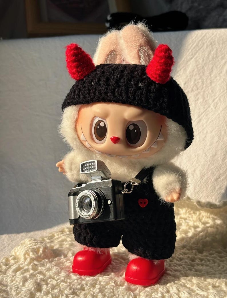 Crochet Labubu Devil Clothes Pattern | Handmade Bunny Costume With Red ...