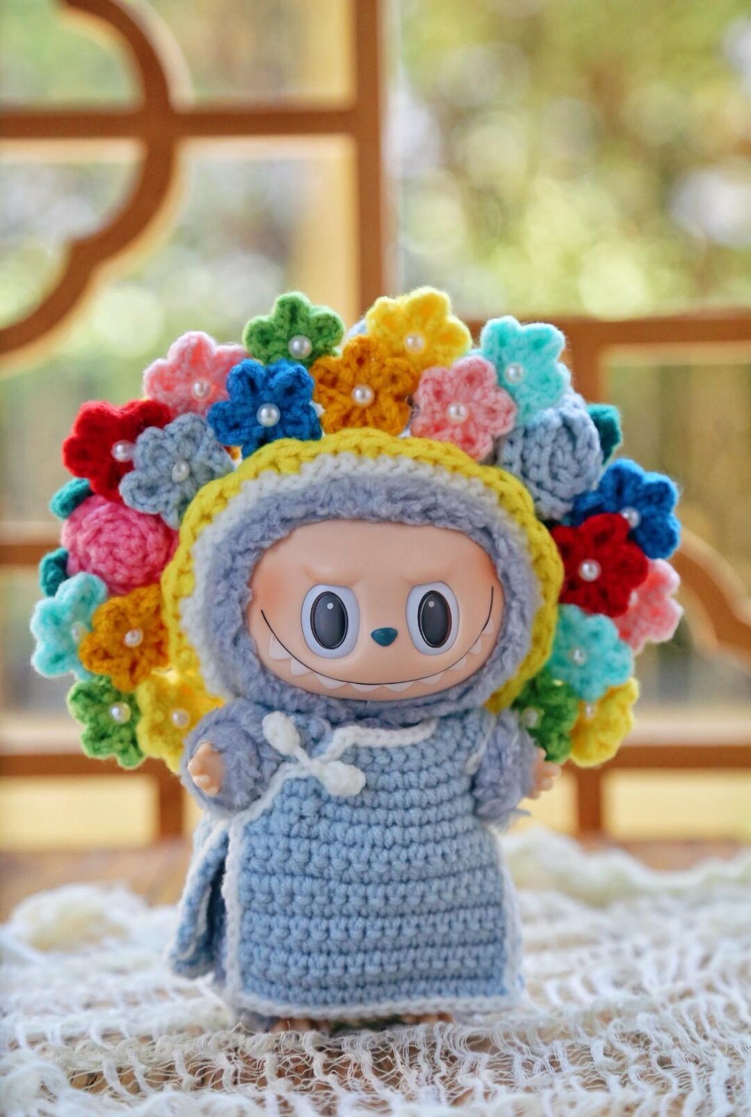 Labubu Flower Crown Crochet Clothes Pattern | Handmade Labubu Summer ...