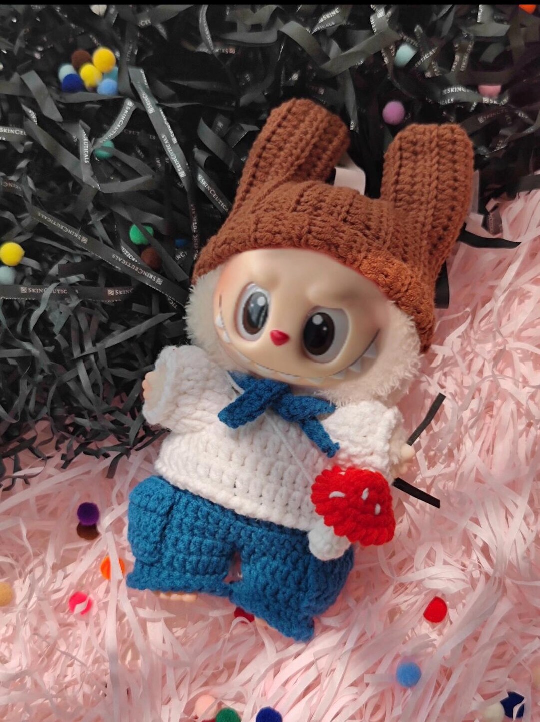 Labubu Crochet Bunny Clothes Pattern, Crochet Labubu Bunny Ears Clothes ...