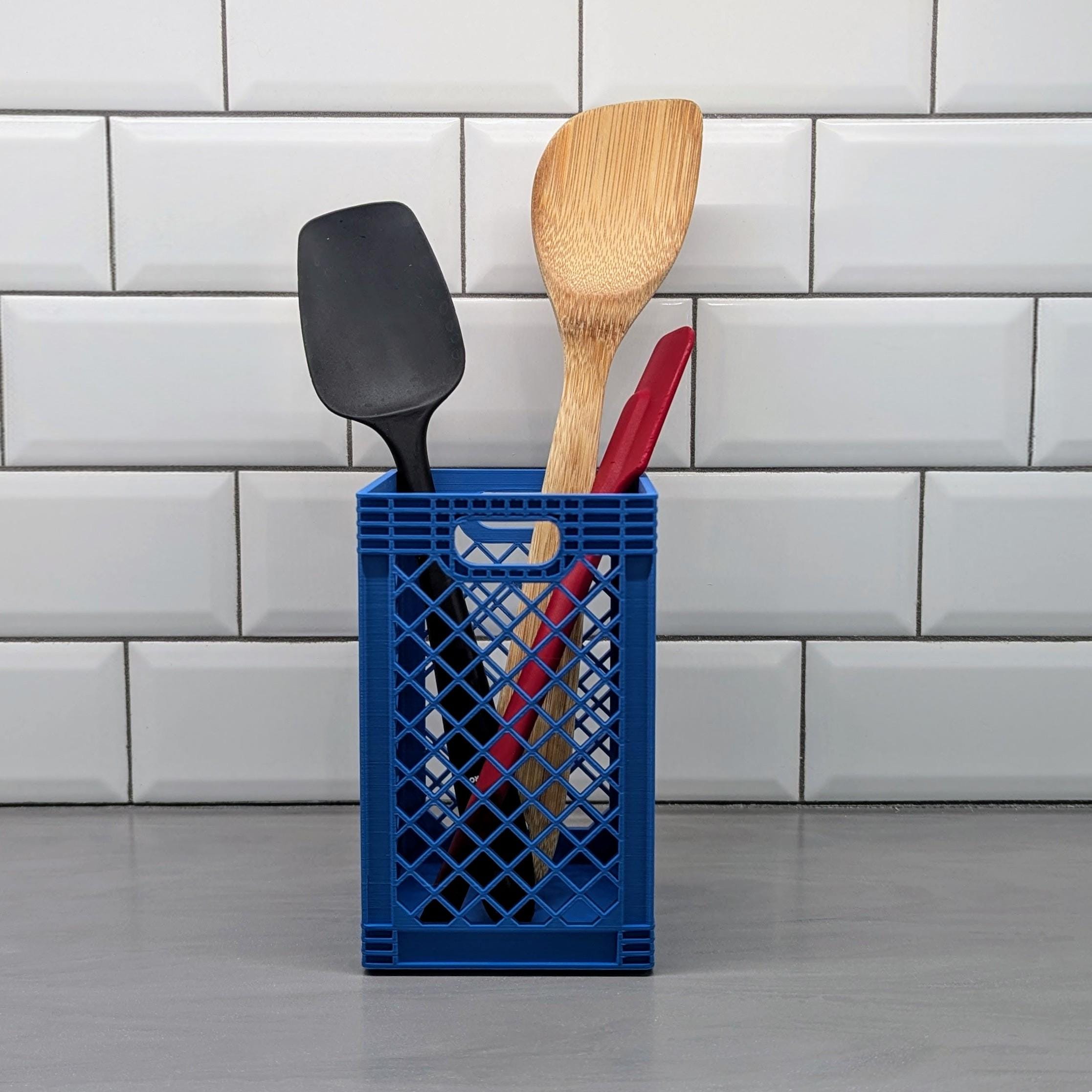 3D Printed Mini Milk Crate Utensil Holder: Kitchen Storage Container - Etsy
