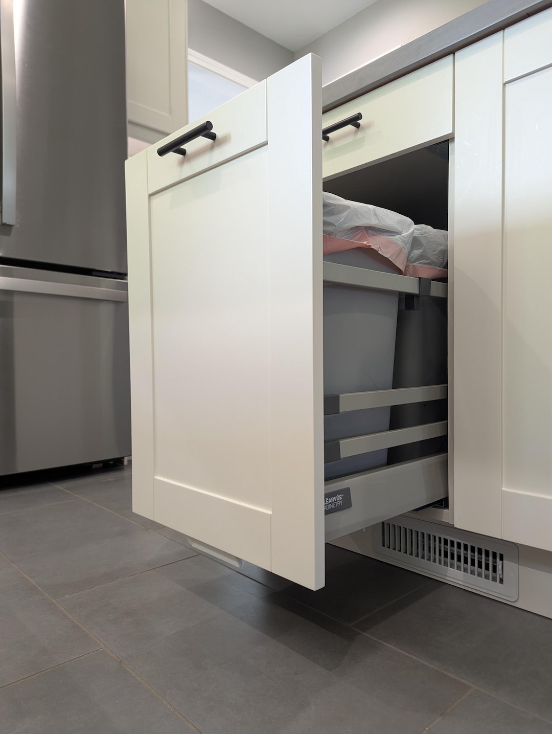 Foot Pull for Trash Cabinet Drawer | Partially-hidden Toe Kick Handle ...
