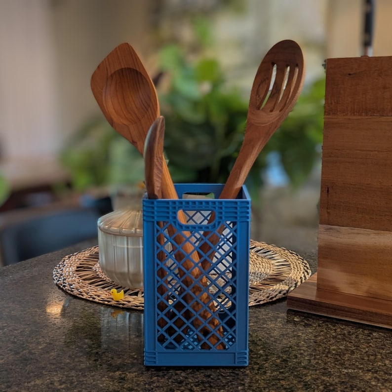 3D Printed Mini Milk Crate Utensil Holder: Kitchen Storage Container - Etsy