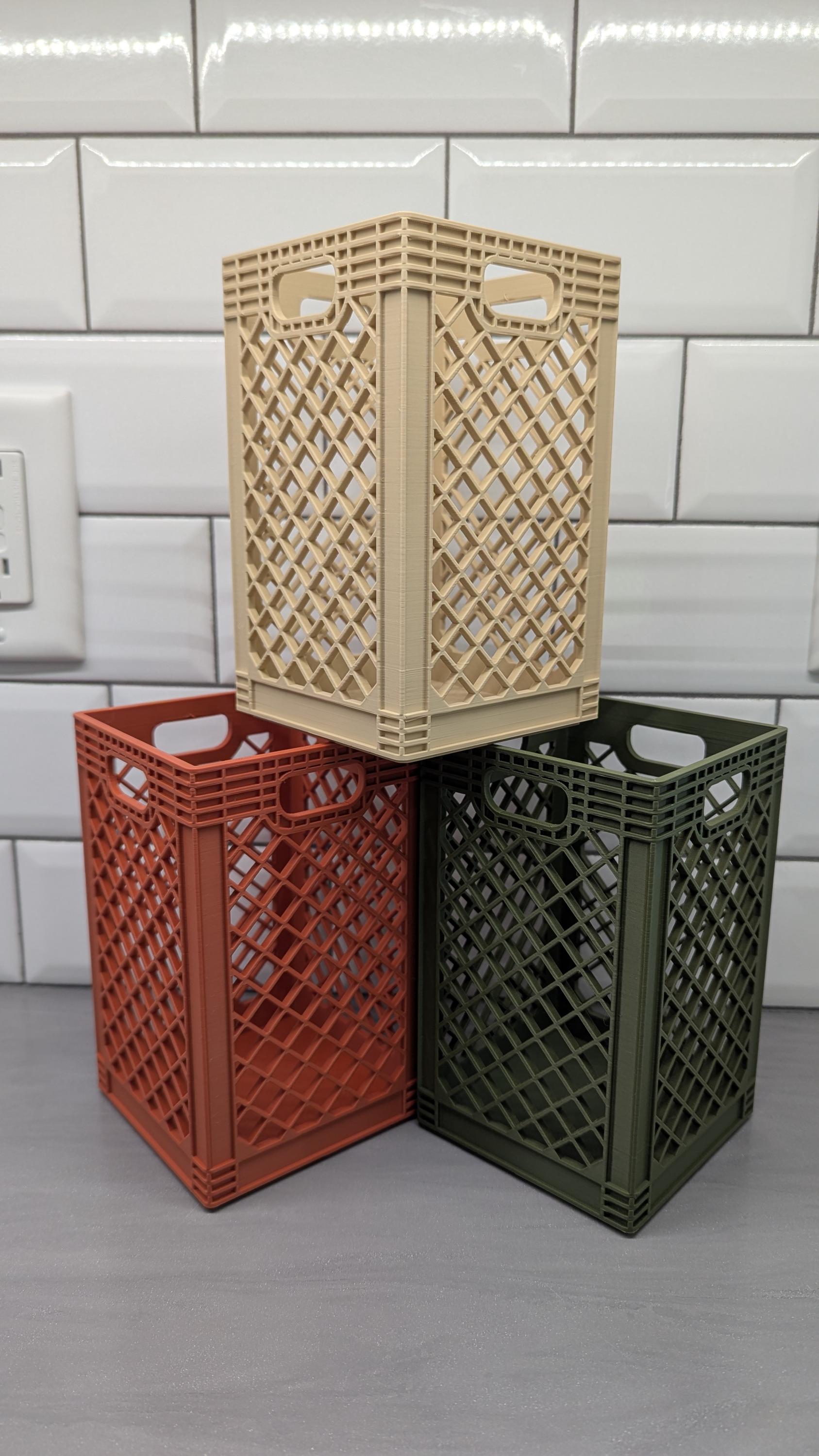 3D Printed Mini Milk Crate Utensil Holder: Kitchen Storage Container - Etsy