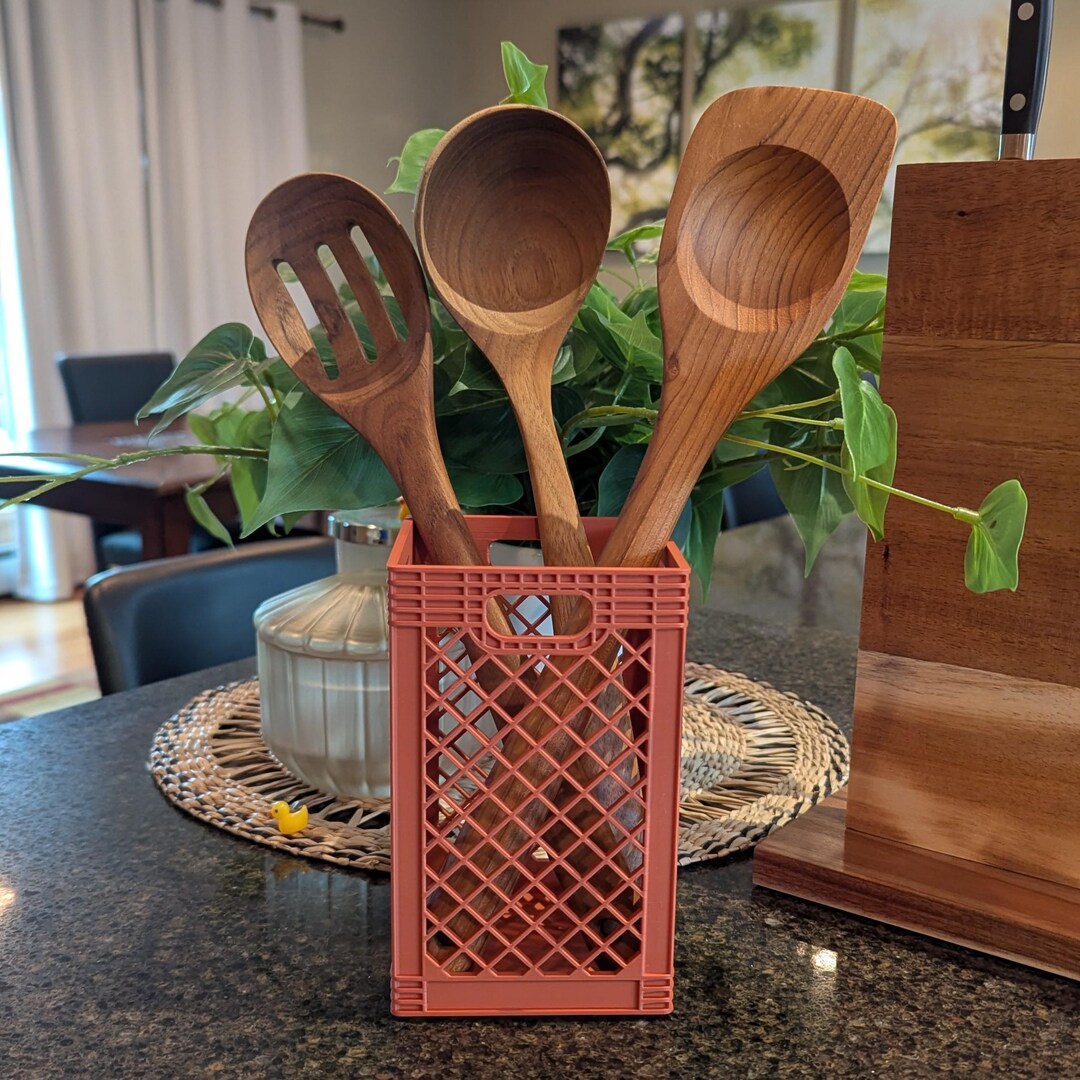 Mini Milk Crate Kitchen Utensil Holder | 3D Printed Storage Container ...