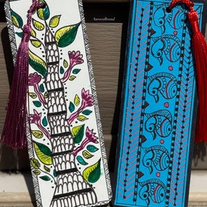 Handmade Bookmarks Artistic Bookmarks Indian Art Bookmarks Madhubani ...