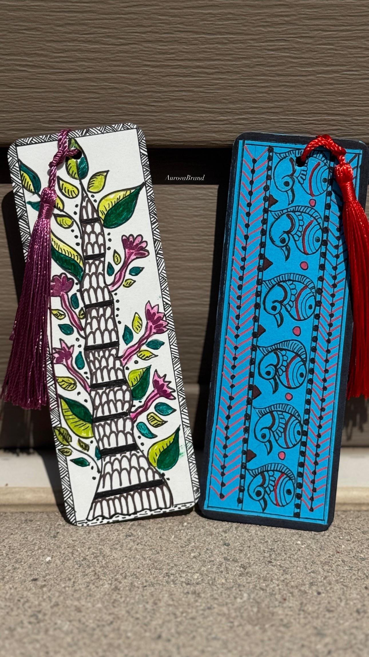 Handmade Bookmarks Artistic Bookmarks Indian Art Bookmarks Madhubani ...