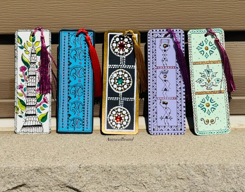 Handmade Bookmarks Artistic Bookmarks Indian Art Bookmarks Madhubani ...