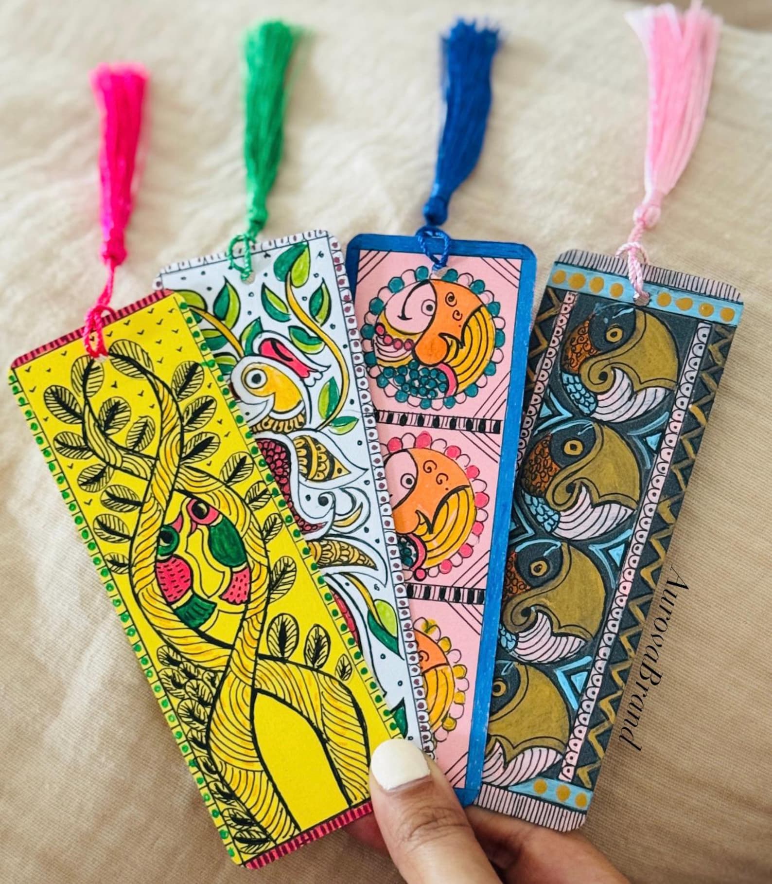 Handmade Bookmarks Artistic Bookmarks Indian Art Bookmarks Madhubani ...