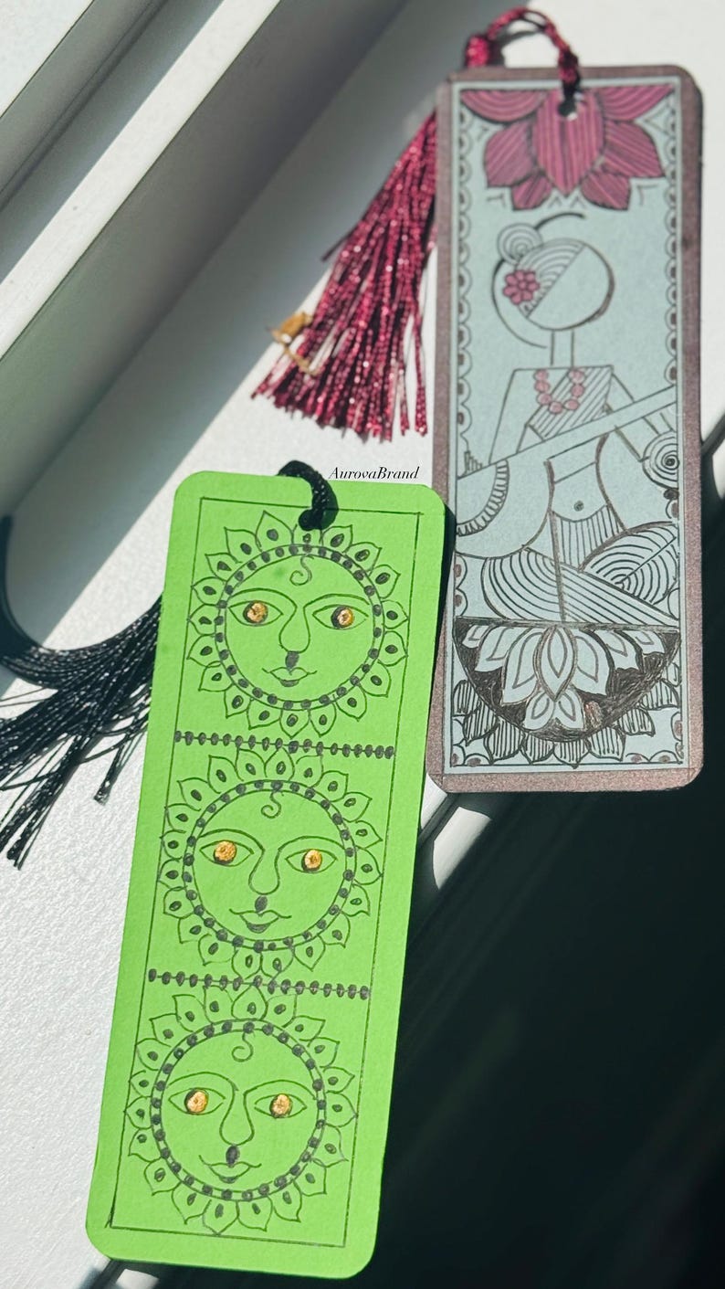 Handmade Bookmarks Artistic Bookmarks Indian Art Bookmarks Madhubani ...
